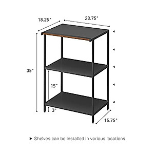 YAMAZAKI Home 3-Tiered Storage Rack-Kitchen Shelf Organizer | Steel | Short | Shelving, Black