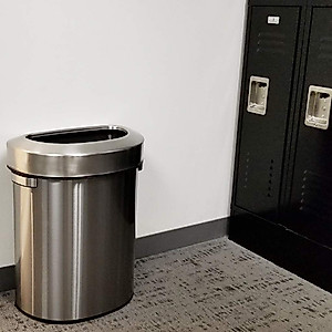 iTouchless 18 Gallon Semi-Round Stainless Steel Open Top Trash Can and Recycle Bin, 68 Liter, Slim and Space-Saving Design for Home, Office, Kitchen, Restaurant, Restroom, Large Capacity