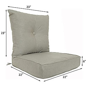 RULU Patio Cushion Outdoor/Indoor Sunbrella, Seat 22x22x6 inch + Back 23x23x7 inch, 2 Piece Set, Cast Ash