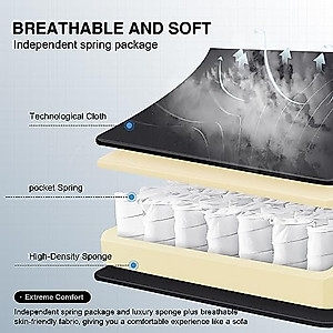 GTPLAYER Gaming Chair with Footrest Fabric Office Chair with Pocket Spring Cushion and Linkage Armrests, High Back Ergonomic Computer Chair with Lumbar Support Task Chair Black