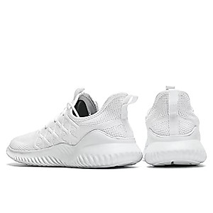 Kvovzo Men's Slip-on Running Shoes Comfort Light Breathable Walking Tennis Sneakers Non Slip Mesh Work Casual Sports Shoes White