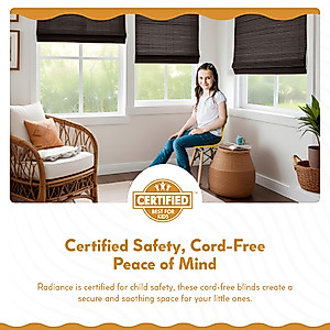 RADIANCE 2208834E Cordless Bamboo Roman Shade Espresso, 34" W X 64" L