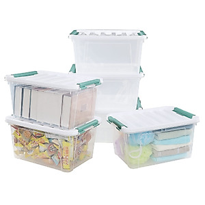 Yuright 20 Quart Plastic Storage Latch Box, 6 Packs Clear Lidded Storage Bins