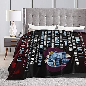 LLARREH to My Love Blanket Wife Husband Boyfriend Girlfriend Throw Blankets for Couch Sofa Positive Encourage Gift for Anniversary Birthday 50X60 Inch