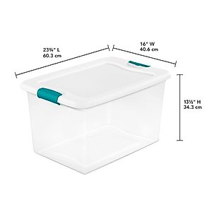 Sterilite Clear Stackable Set of 70 Quart Ultra Latch Storage Boxes (4 Pack) & 64 Quart Container Totes (6 Pack) with Latching Lids