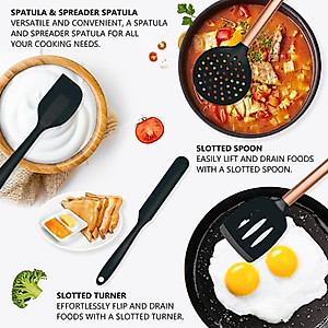 BBN Kitchen Utensils Set, Silicone Kitchen Utensils Set, 17Pcs Non-Stick Silicone Cooking Utensils Set, Heat Resistant Rose Gold Kitchen Utensil Set with Holder