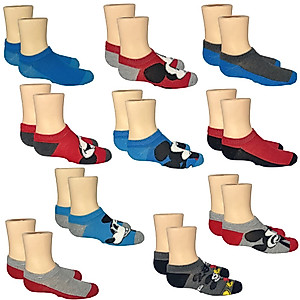 Disney Mickey Mouse Socks Set Multi Pack 10 Pairs, No Show, Fits Shoe Size 10 Little Kid - 4 Big Kid