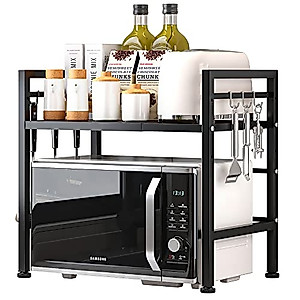 KITCSTI Microwave Oven Rack,Expandable Microwave Shelf for Kitchen Counter,2 Tiers Microwave Stand Countertop Organizer for Kitchen Counter