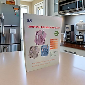 ZeQi 5-in-1 Cutting Board, Knife, Peeler, Scissors and Tray Set/Travel, Camping/Outdoor, Dorms/Small Cutting Boards/BPA Free/Dishwasher Safe/Kitchen Utensils…