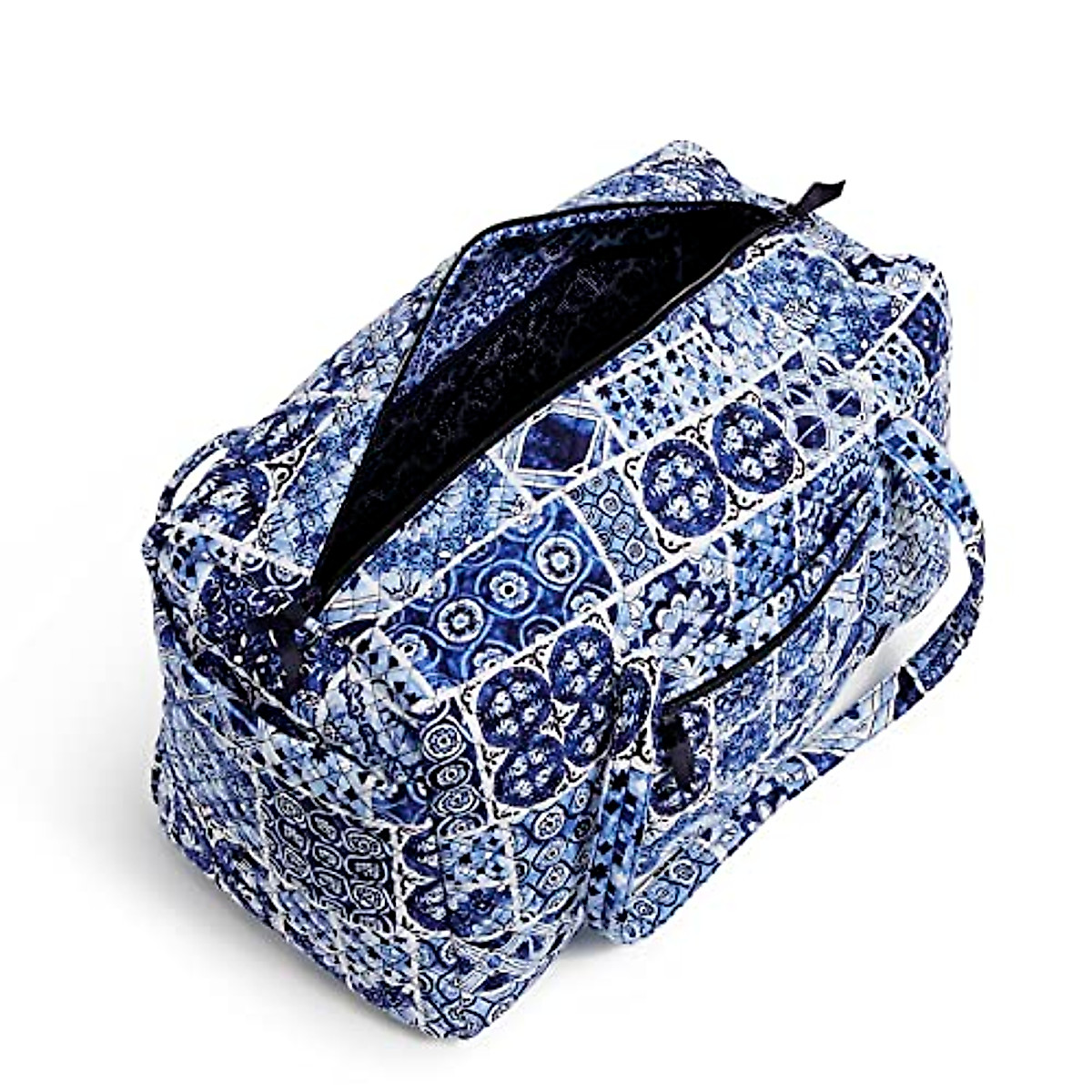 Vera Bradley Women's Cotton Large Travel Duffel Bag, Island Tile Blue - Recycled Cotton, One Size