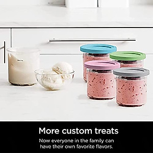 GHQYP Creami Deluxe Pints, for Ninja Creami Pints and Lids, Ice Cream Pints with Lids Bpa-Free,Dishwasher Safe Compatible NC301 NC300 NC299AMZ Series Ice Cream Maker,Blue-2PCS