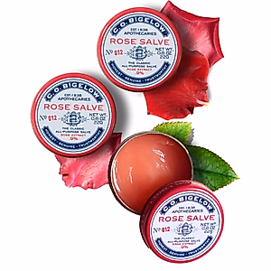 C.O. Bigelow All Purpose Salve Lip Balm Tins, Rose Salve Pack of 3 for Chapped Lips & Dry Skin - Moisturizing Lip, Cuticle 0.8 oz each