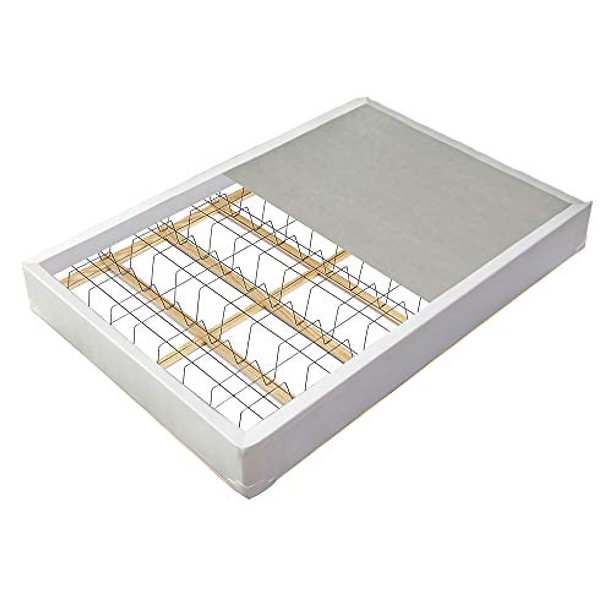 Mattress Comfort Medium Plush Eurotop Pillowtop Innerspring Mattress And 8" Metal Boxspring/Foundation Set, With Frame, Queen Size, off-white