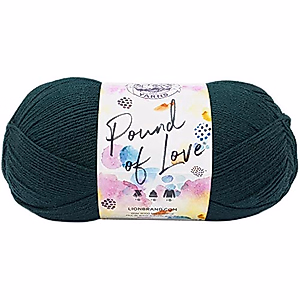 Lion Brand Yarn Pound of Love, Value Yarn, Large Yarn for Knitting and Crocheting, Craft Yarn, Hunter Green