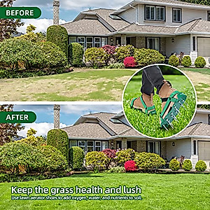 Ohuhu Lawn Aerator Shoes for Grass: Free-Installation Aeration Shoes with Stainless Steel Shovel, Heavy Duty Spike Aerating Sandals Lawn Equipment Tool with Hook & Loop Straps for Yard Patio Garden