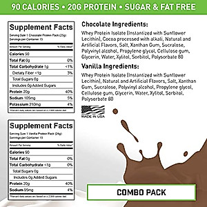 VADE Nutrition Dissolvable Protein Packs - 100% Whey Isolate Protein Powder Chocolate & Vanilla Milkshake - Low Carb, Low Calorie, Lactose Free, Sugar Free, Fat Free, Gluten Free - 30 Packets to Go