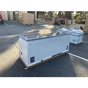 Chest Freezer for Supermarket Glass sliding Door 79" White Showcase Freezer Curve Display Top w/Storage Baskets - 25 Cu.Ft SDSC700