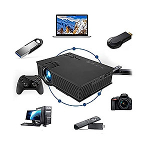 LCD LED Wireless Projector,WiFi Mini Beamer,Home Projector,with Multi Coated Optical Glass Lens,Support USB,SD,AV,HDMI,IR,VGA,Stylish Appearance,Fit for Home Theatre Black