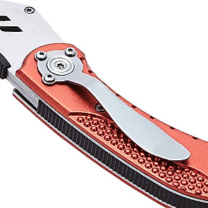 Amazon Basics Folding Utility Knife, Lightweight Aluminum Body, Red