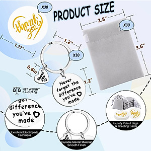 ILHSTY 30 pcs Thank You Gifts Bulk Appreciation Keychains For Men Womem, Leaving Gift Employee Appreciation Gifts Inspirational Keychian Velvet Pouch for Coworker Teacher Volunteer Nurse（30 PCS