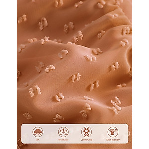 Glaoly Flower Girl Dress Summer A-Line Brown Ruffle Swiss Dot Mesh Flowy Chiffon Long Sleeve Princess Toddler Dress 5-6T