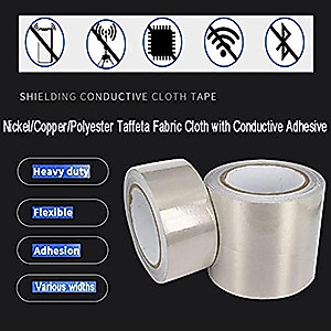 ADSWIN Faraday Tape,Copper Nickel Plated Conductive Electrode Tape Fabric,RF/EMI/EMF Shielding,Grounding(Size:50mmX50m/2inX164ft) (Color : 50mmX50m/2inX164ft)