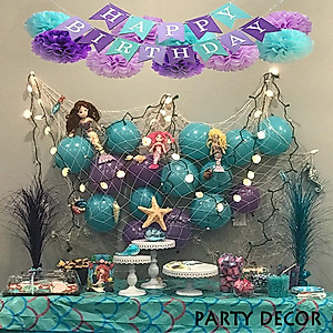 TEMUCY Natural Fish Net Decorative, Beach Themed Fish Net Decorations for Pirate, Mermaid, Beach Party Home Bedroom Décor