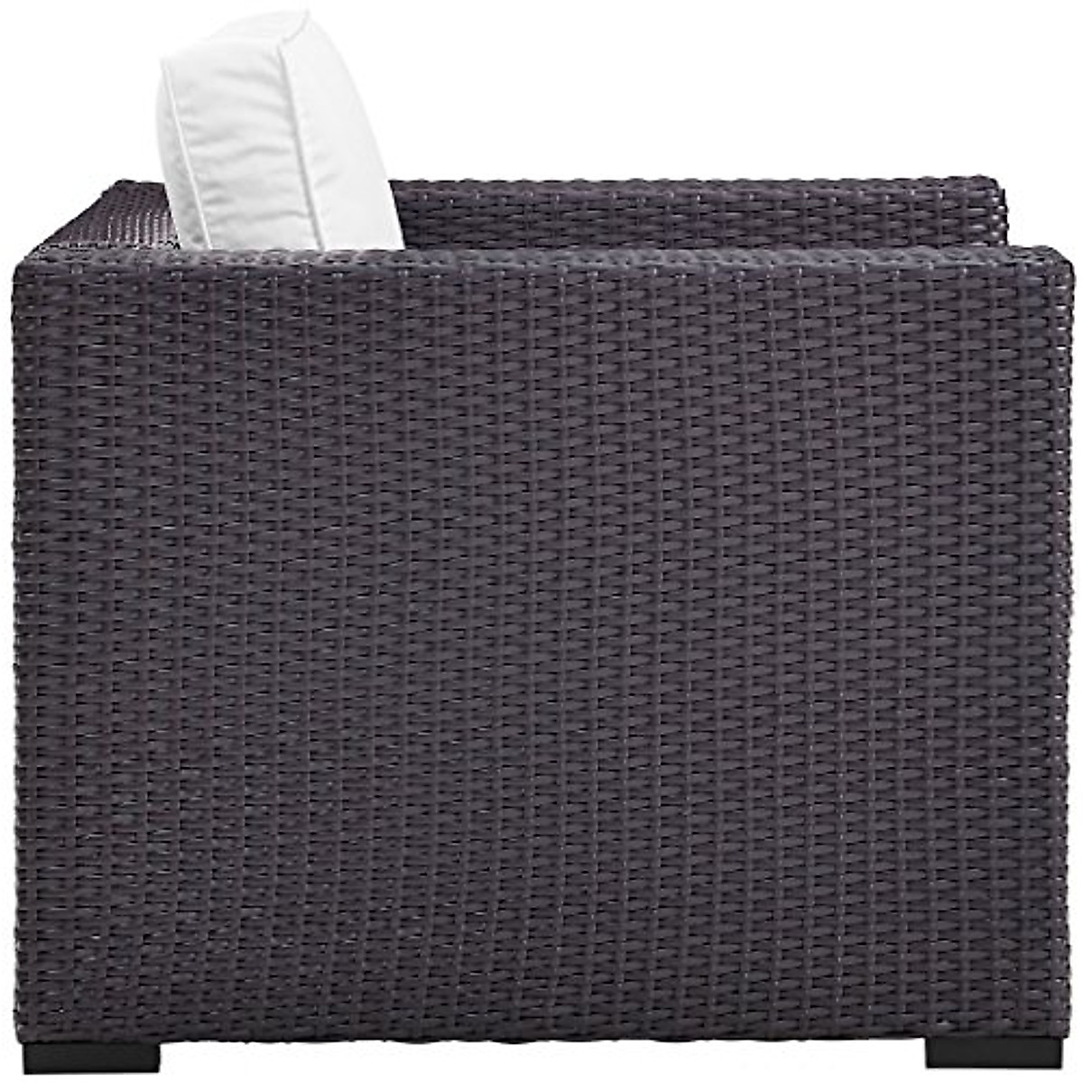 Crosley Furniture KO70130BR-WH Biscayne Outdoor Wicker Arm Chair with White Cushions - Brown