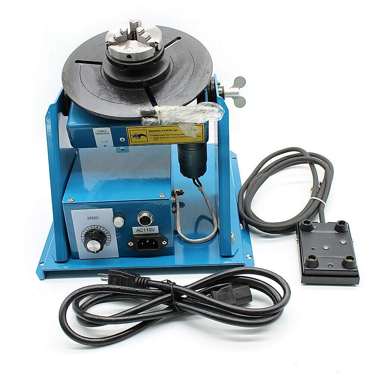 DENESTUS Rotary Welding Positioner Turntable Table with Foot Pedal 0 to 90º Welding Positioner Turntable Table 2.5" 3 Jaw Lathe Chuck 2 to10r per Min Portable Welder Mini Table Machine