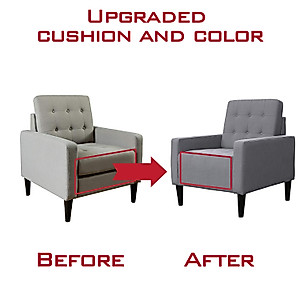 LOKATSE HOME Mid-Century Modern Accent Fabric Arm Chair Comfy Upholstered Single Sofa for Living Room Furniture, Style1, Gray（Style1）