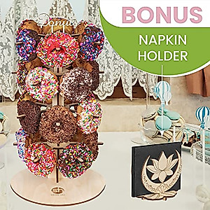 SATIRE HILL Premium Donut Tree Stand Uniquely Designed To Hold 24 Round Donut or Bagel Treats - Bring Some Sophistication to Your Next Celebration or Event With This Stylish Donut Holder.