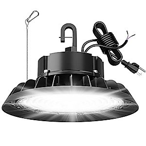 JC-LGL UFO LED High Bay Light 100W, High Bay LED Lights 14,000LM 0-10V Dimmable, 6' Cable with US Plug, Hanging Hook, Safe Rope, ETL Listed LED High Bay Light for Warehouse Factory Barn Shop
