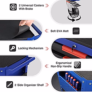 WORKPRO Premium 28” 2-Drawer Rolling Tool Cart, Heavy Duty Utility Industrial Service Cart Storage Organizer with Wheels and Locking System, for Mechanic, Warehouse, Garage, Workshop, 400 lbs Load