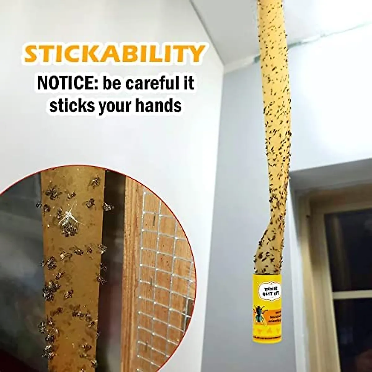 Dwcom 20PCS Sticky Fly Strips, Fly Paper Roll Hanging, Fly Tape Trap ...