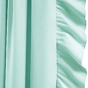 Lush Decor Reyna Ruffle Window Curtain Panel Set, Pair, 54" W x 84" L, Light Blue - Flowy Curtain - Romantic Ruffle Curtains for Bedroom, Living room, or Dining Room - Farmhouse & Cottage Home Decor