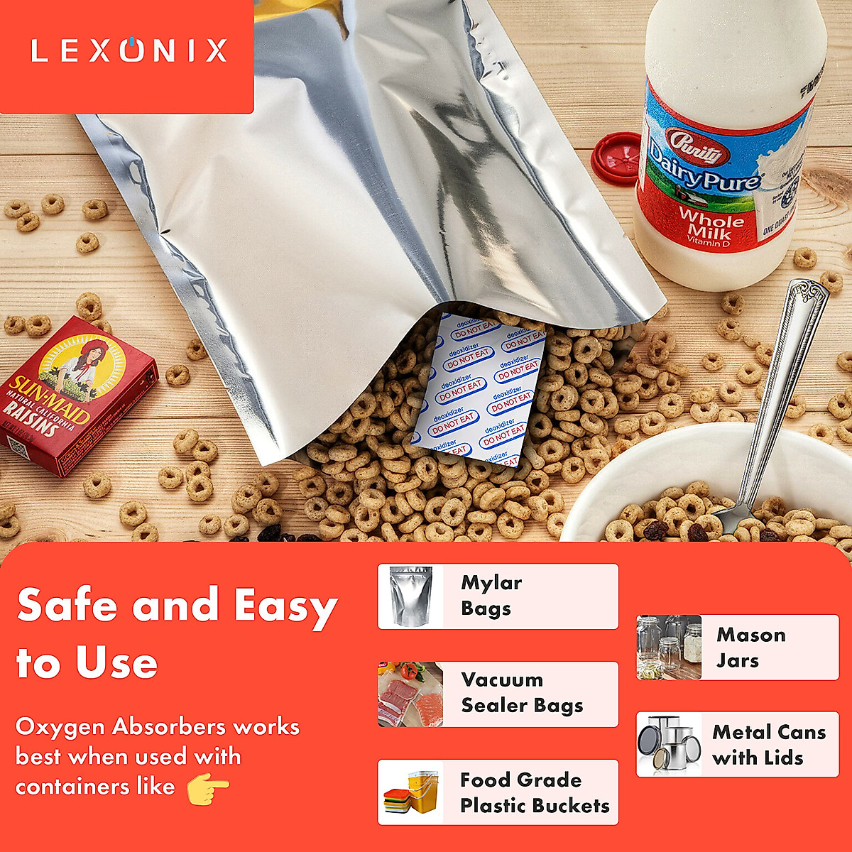 500cc (100 PCS – 5 Pcs Packs * 20 sets ) Food Grade Oxygen Absorbers for Food Storage use for Vacuum Seal or Mylar Bag Food Storage Keep Food Fresh Anti Oxygen Absorbing Packets (500cc)