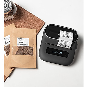 Phomemo M220 Label Maker - 3.14 Inch Barcode Printer - Portable Bluetooth Thermal Label Sticker Maker Machine for Mailing, Jars, Qr Code, Address, Compatible with iOS, Android,with 4 Rolls Labels