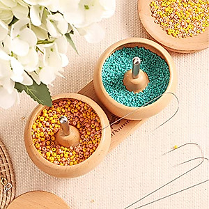 PP OPOUNT Large Bowl Bead Spinner with 2 PCS Bowls and 2 PCS Big Eye Bead Needles, Bead Spinner for Jewelry Making, DIY Seed Beads, Clay Beads, Waist Beads, Bracelets, Necklace (Patent)