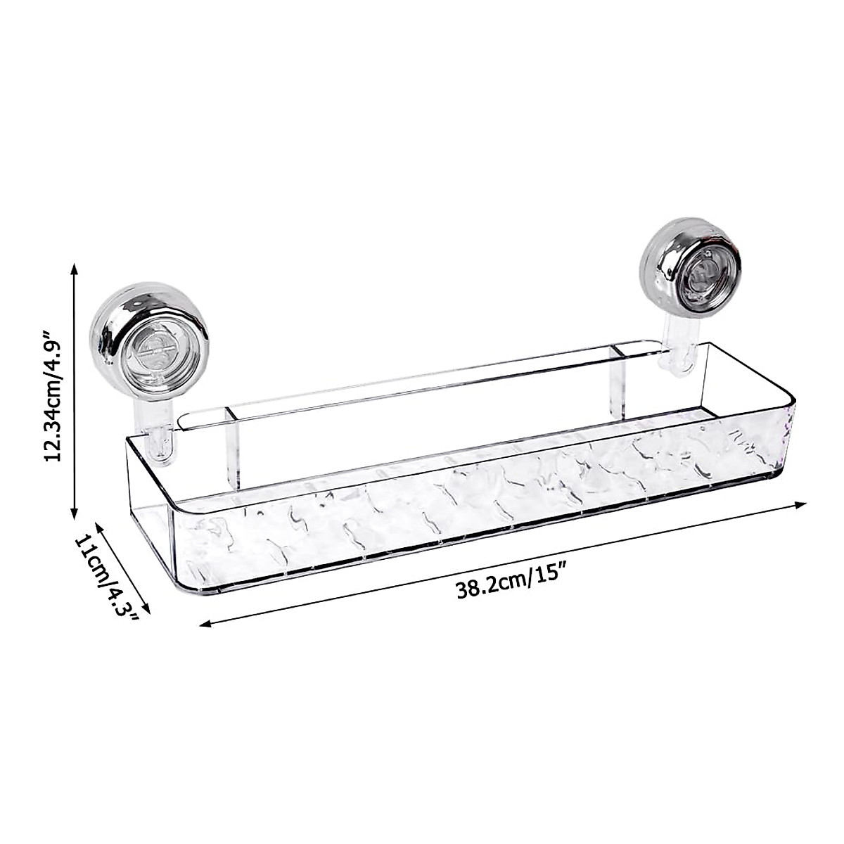 DONGKER No Drill Clear Wall Caddy,Wall Mount Removable Bathroom Storage Rack with Suction Cup for Bathroom Dorm Kitchen
