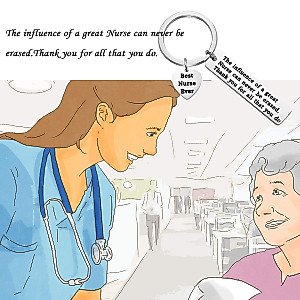 TGBJE Nurse Gift The Influence Of a Great Nurse Can Never Be Erased Best Nurse Ever Gift RN Gift NP Gift BSN Gift LPN Gift (Nurse Keychain)