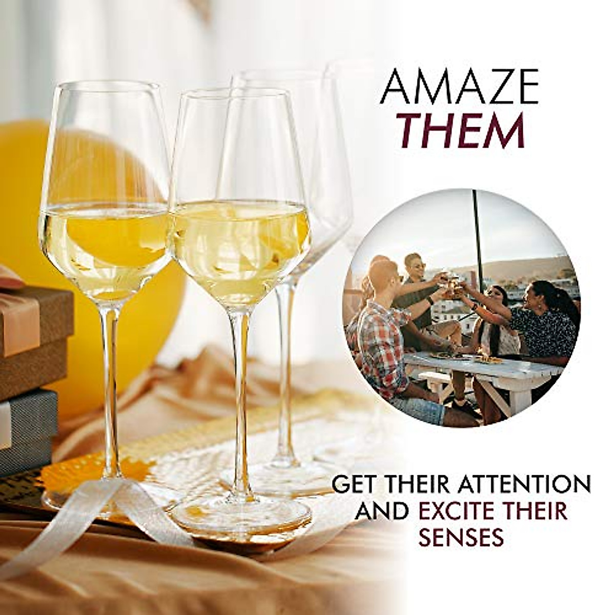 ELIXIR GLASSWARE Crystal Wine Glasses – Hand Blown Red & White Wine Glasses – Set of 4 Long Stem Wine Glasses, Premium Crystal – Wedding, Anniversary, Christmas – 13 oz, Clear