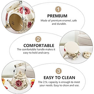 YARDWE Vintage Enamel Tea Kettle, 2. 5l Enamel Teapot Floral Enamel Tea Kettle Enamel Teapot Tea Kettle for Stove Top