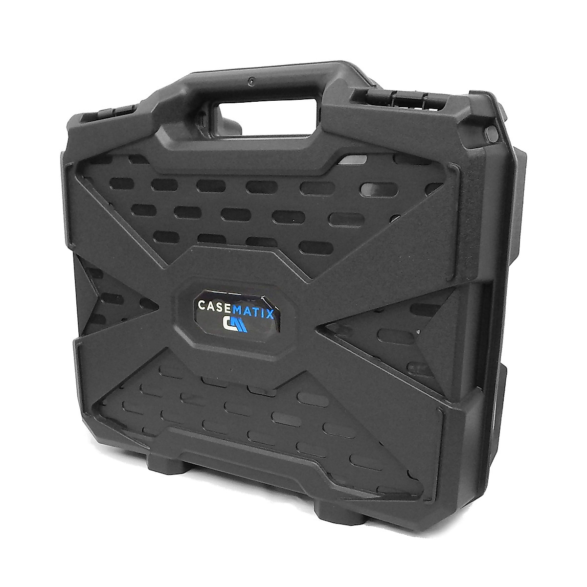 CASEMATIX 17 inch Mobile Podcast Station Travel Case Fits Mixers, Microphones, Laptops and Cables with Dual Customizable Foam Layers - Case Only with Blue Foam