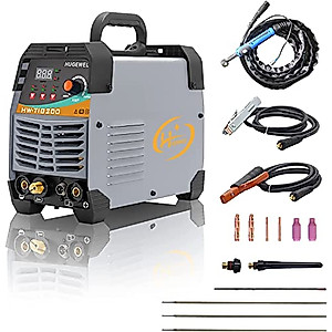 HUGEWELD Tig Welder TIG-200,HF TIG/Stick/Arc 2 in 1 TIG Welders,200 Amp 220V TIG Welding Machine,IGBT Inverter Portable Digital Display for Beginner
