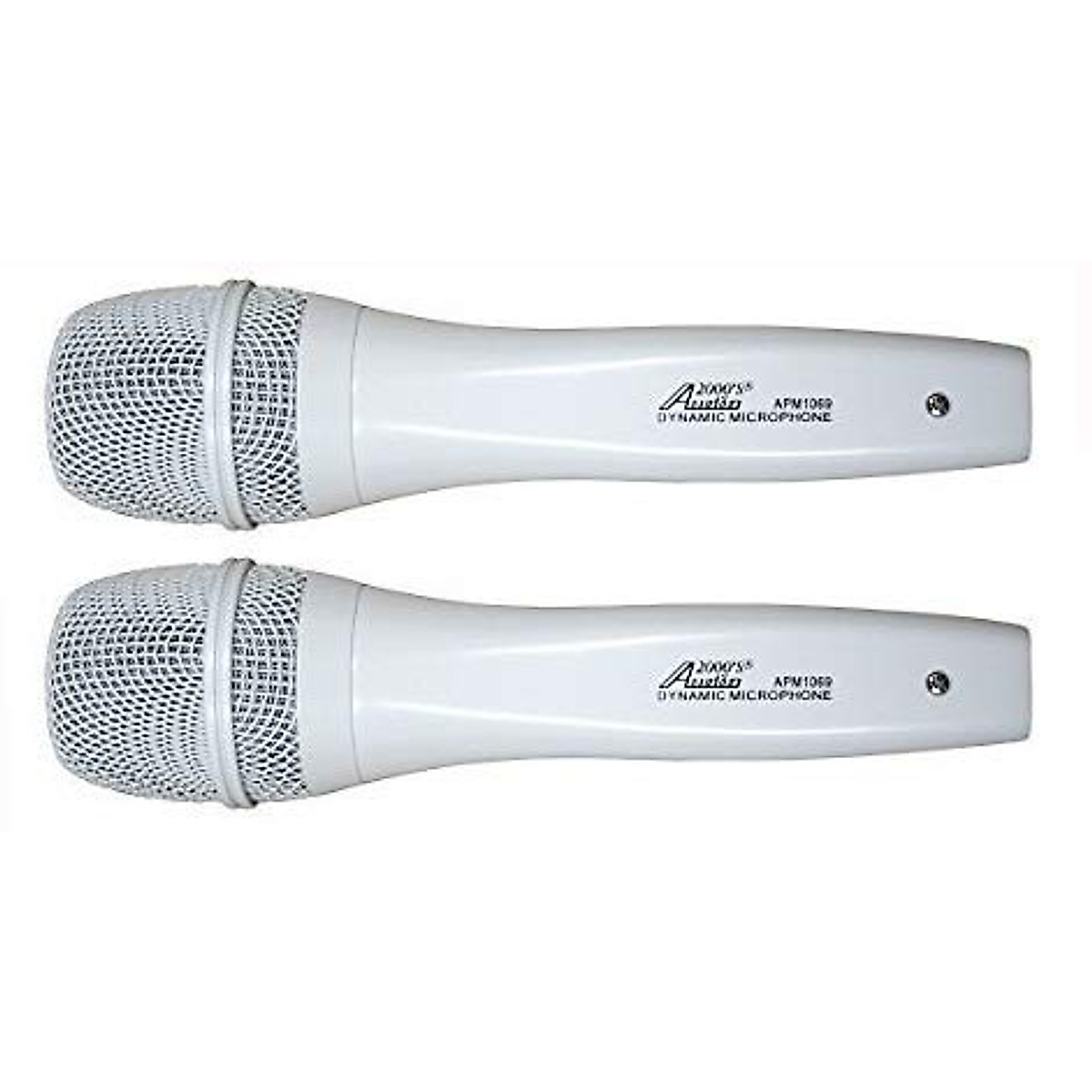 Audio2000'S S1069X2 2-Pack White Professional Unidirectional Dynamic Microphones with Built-in Acoustic Pop Filters, Rugged Construction, and Steel Mesh Grills