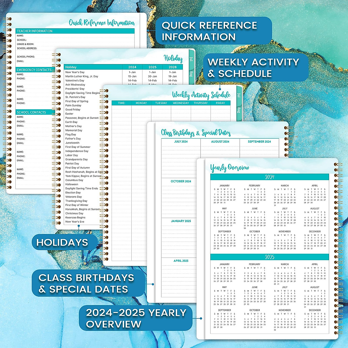 2024-2025 Teacher Planner - Teacher Lesson Planner from July 2024 to June 2025, 11" x 8.3", Weekly & Monthly Lesson Plan Book for Teachers