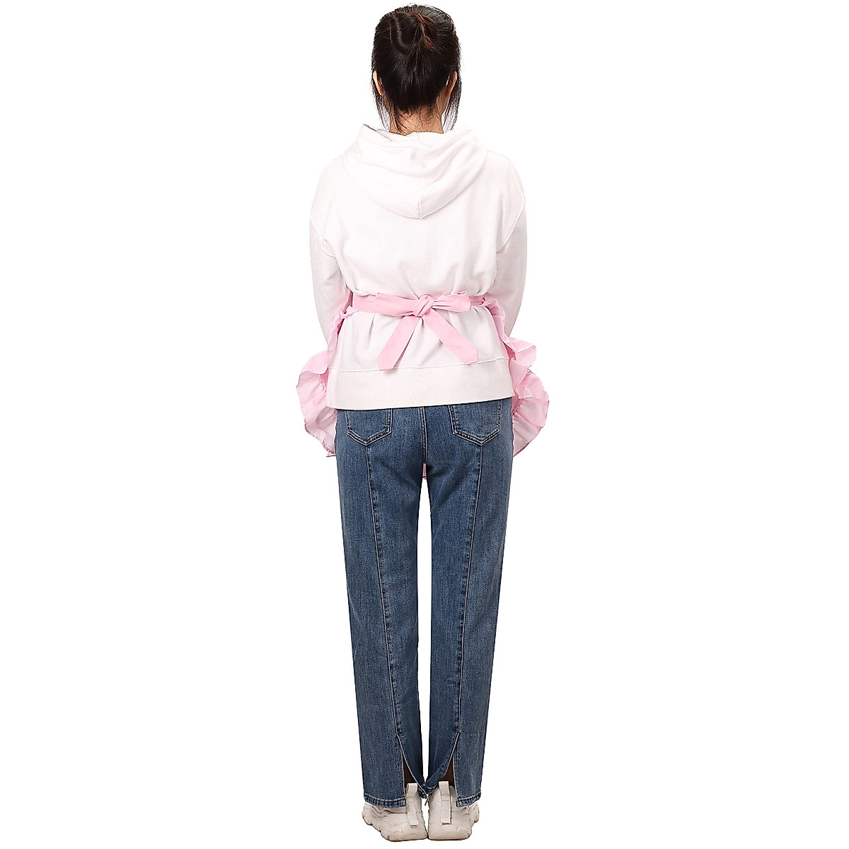 DONGYICS Waist Apron Cute Retro Vintage Half Apron Costumes Cooking Kitchen Ruffle Maid Apron with Pockets for Women (Pink)