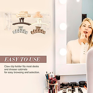 SNOWSTAR Acrylic Claw Clip Organizer Holder,Wall Mount 360-Degree Rotating Claw Clip Holder and Storage,Hair Clip Organizer Display Clear Stand for Women and Girls