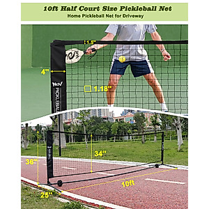 NQV Pickleball Set with Net,10FT Half Court Size Pickleball Net Portable Outdoor Indoor Driveway Home+4 Wood Paddles+4 Pickle Balls+4 Ball Retrievers, Pickleball Set for Adults Kids Beginners Pros
