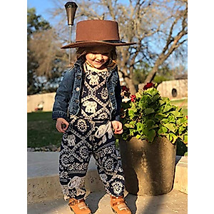 2Pcs/Set Kids Baby Girls Elephant Jumpsuit Romper, Straps Tops+Harem Pants Outfit (2-3 Years, Blue)